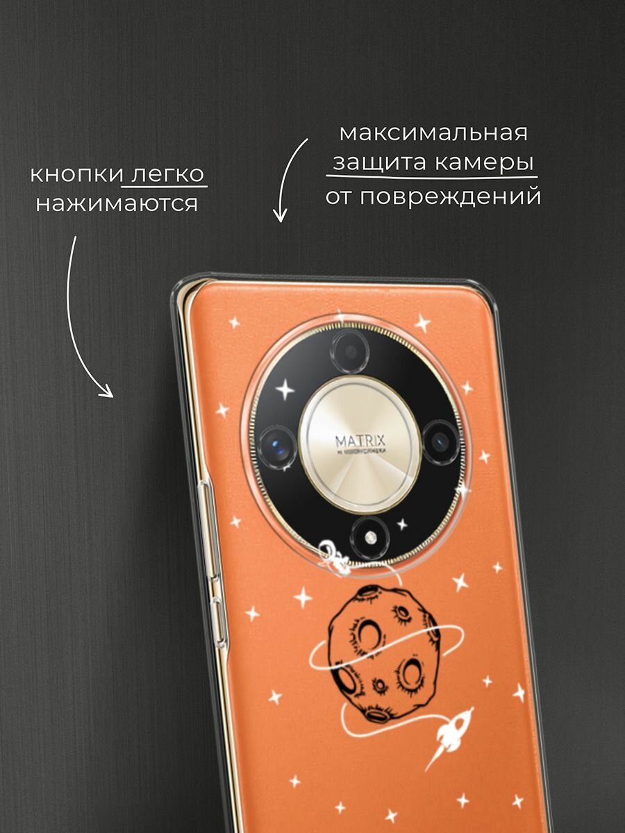 Чехол на Honor X9b / Хонор X9B с принтом "Полет вокруг луны", прозрачный — фото 1