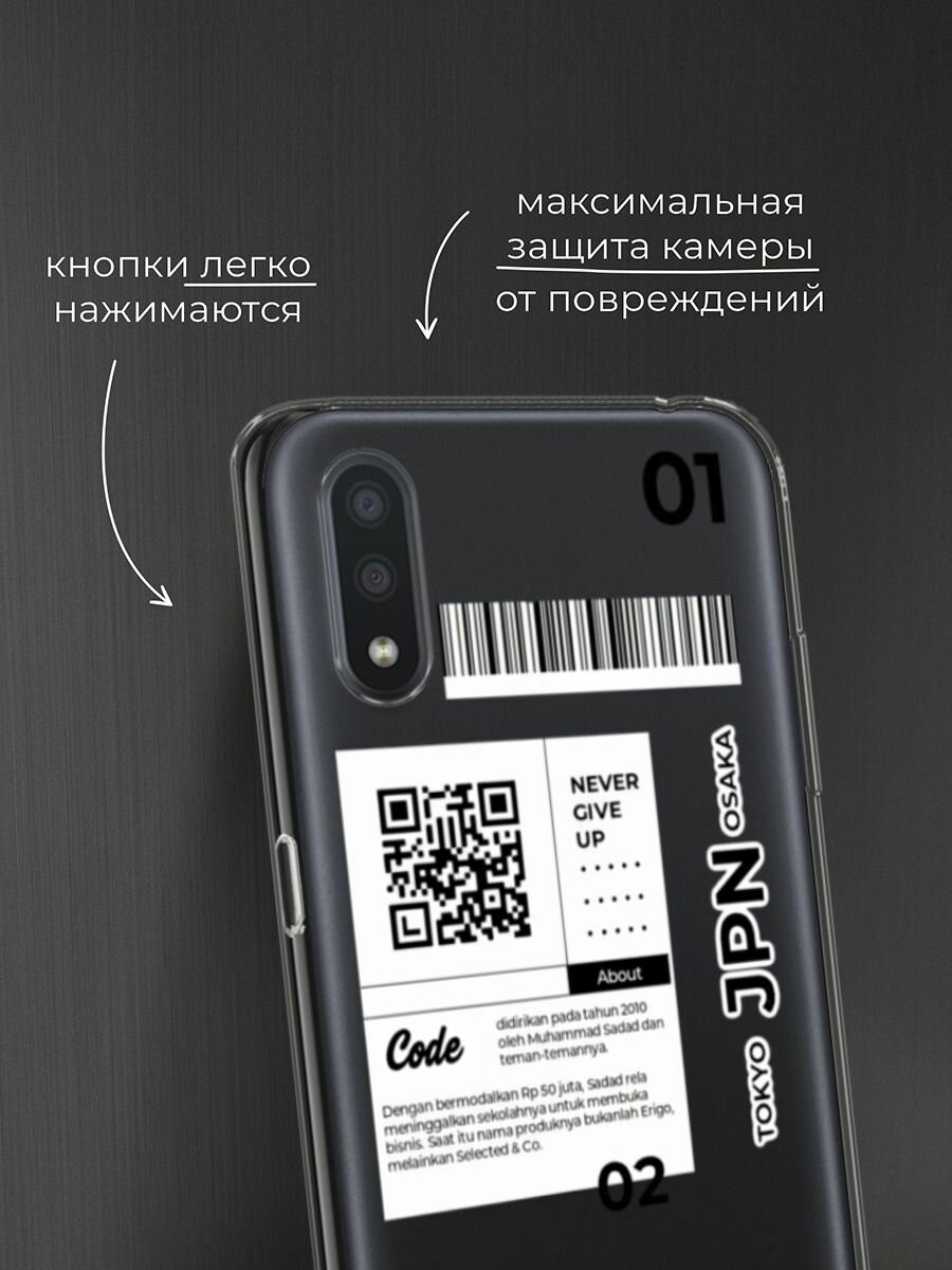 Чехол на Samsung Galaxy A01 / Самсунг Гэлакси А01 с принтом "JPN", прозрачный — фото 1