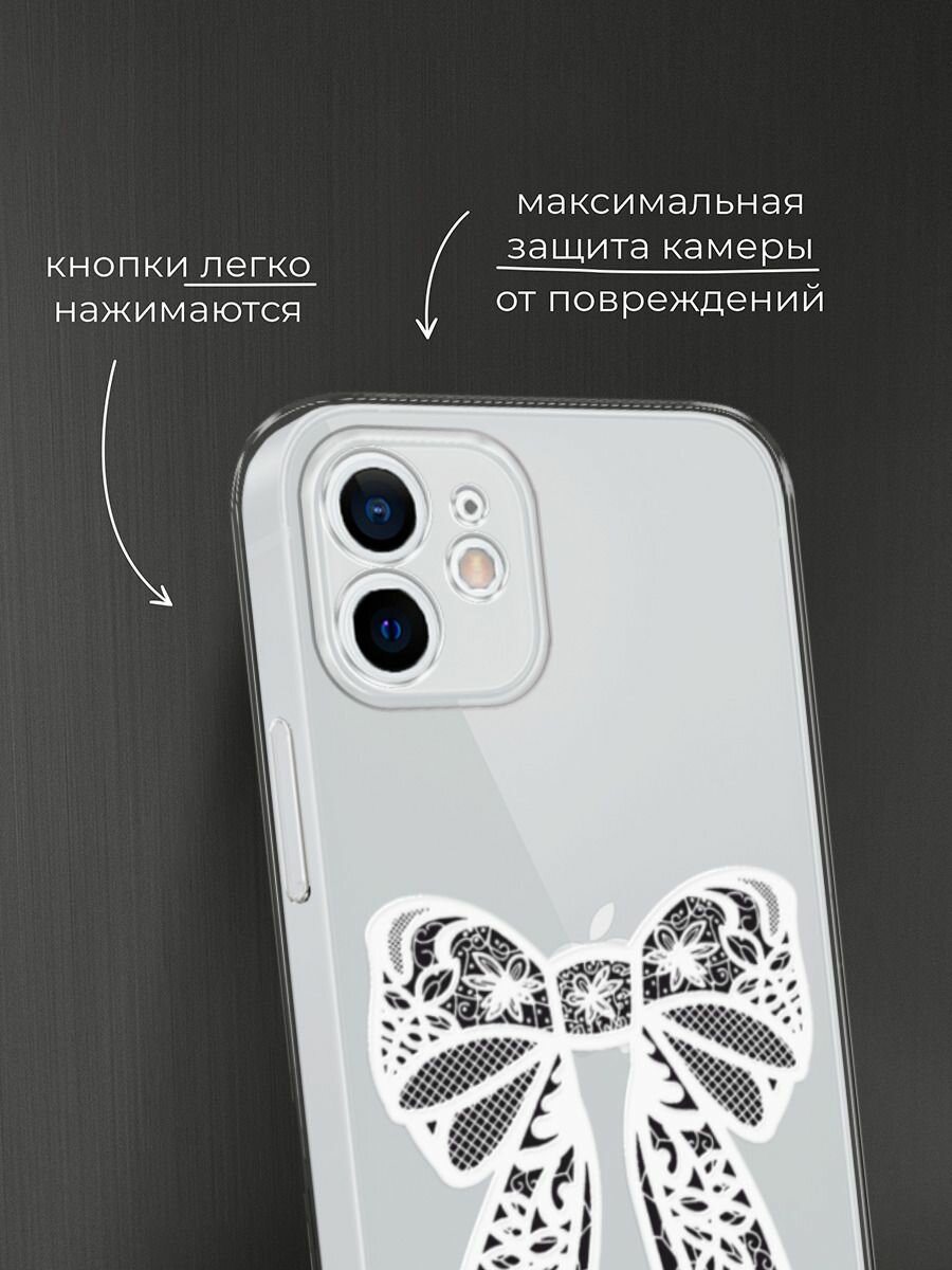 Чехол на Apple iPhone 12 mini / Айфон 12 Мини с принтом "Черно-белый бант 2" — фото 1
