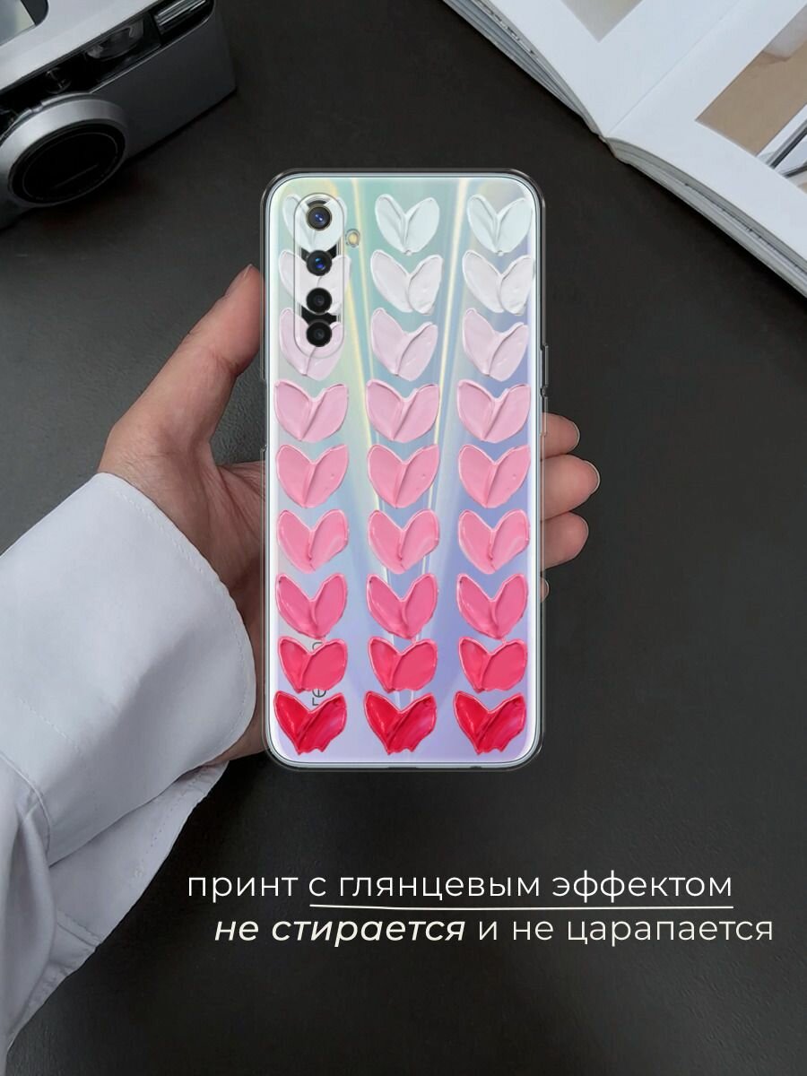 Чехол на Realme 6 / Реалми 6 с принтом "Градиент из сердечек" — фото 1