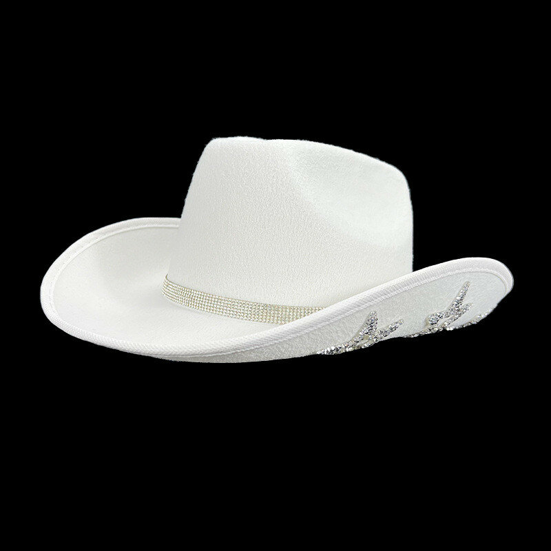 Cowboy hat pink water drilled star with fabric craft for party costume and celebration use white