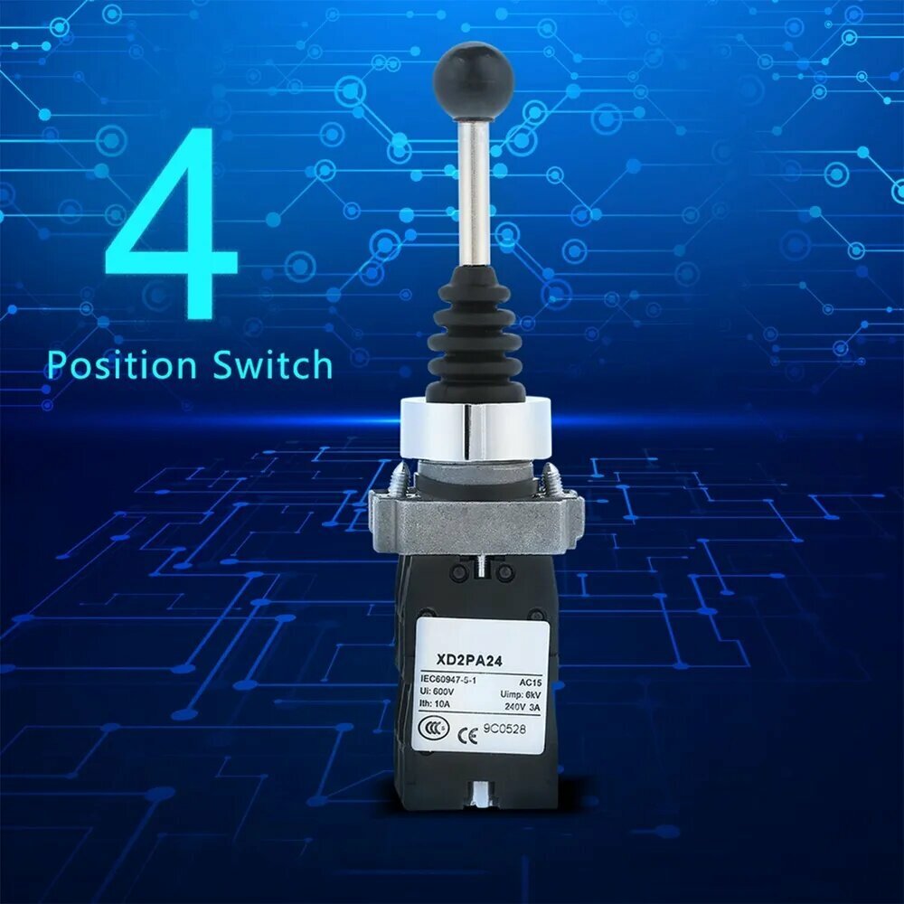 Переключатель джойстик 4-х позиционный самовозвратный XD2-PA24-CR, 10А, 380В, IP40