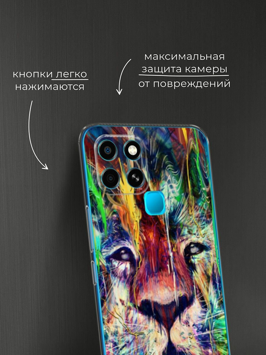 Чехол на Infinix Smart 6 / Инфиникс Смарт 6 с принтом "Лев арт 6" — фото 1