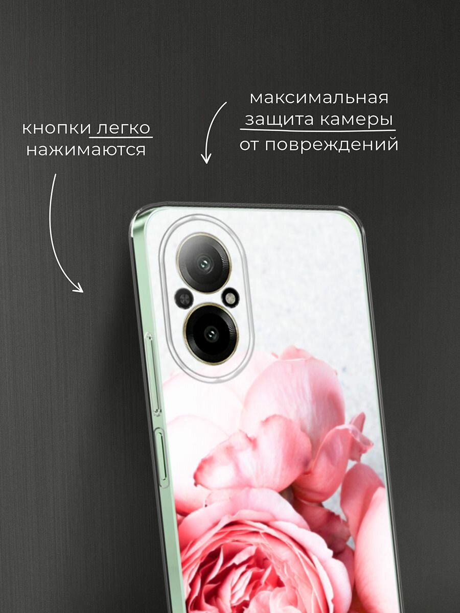 Чехол на Realme C67 4G / Реалми C67 4G с принтом "Пионы на белом" — фото 1