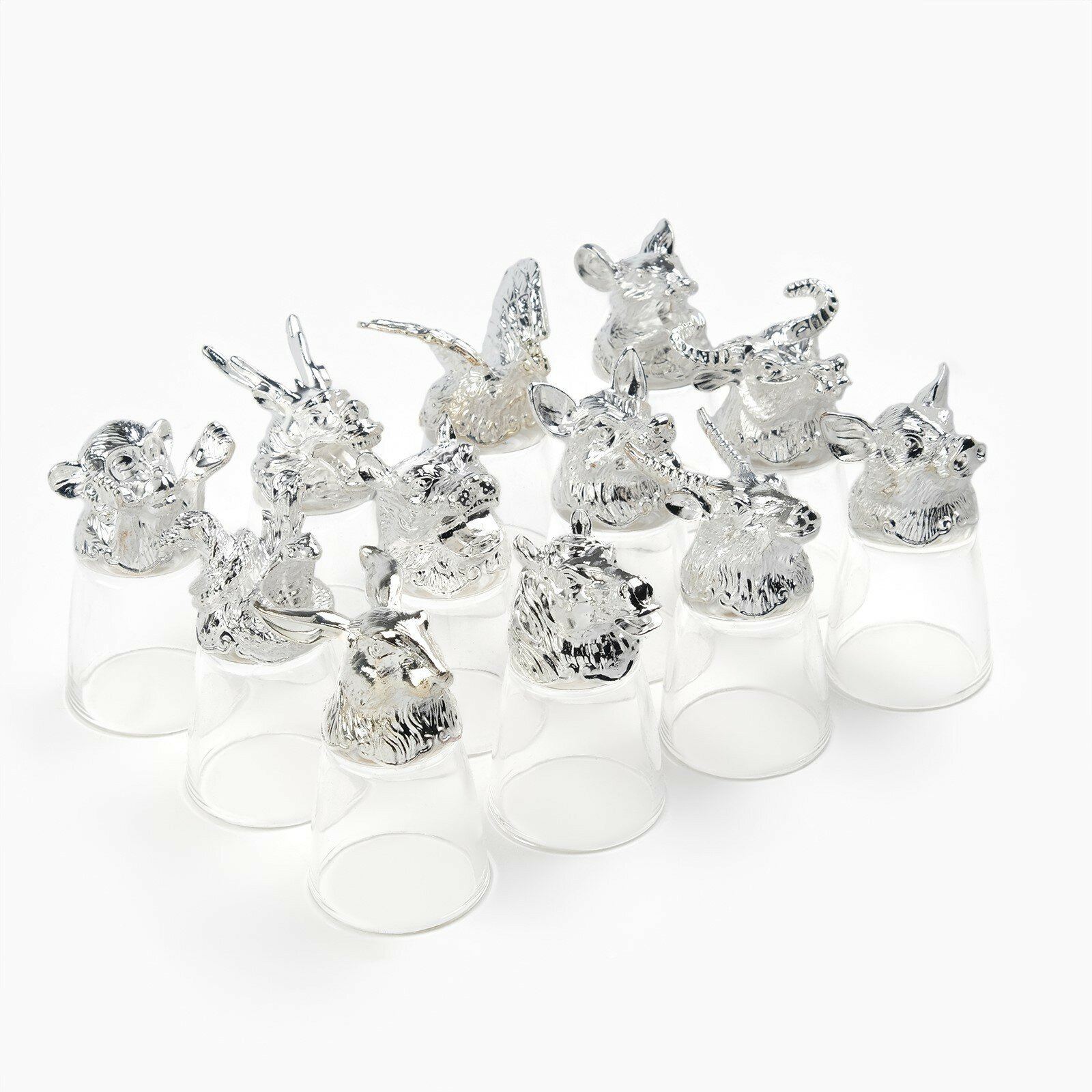 Набор рюмок-перевёртышей подарочный «Лучшему мужчине», 30 мл, 12 шт, металл, стекло, серебристый