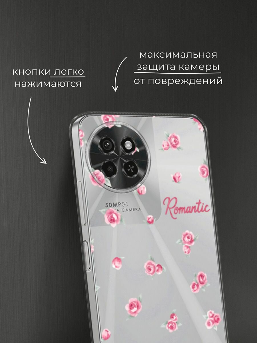 Чехол на Itel S23 / Ител S23 с принтом "Romantic 2", прозрачный — фото 1