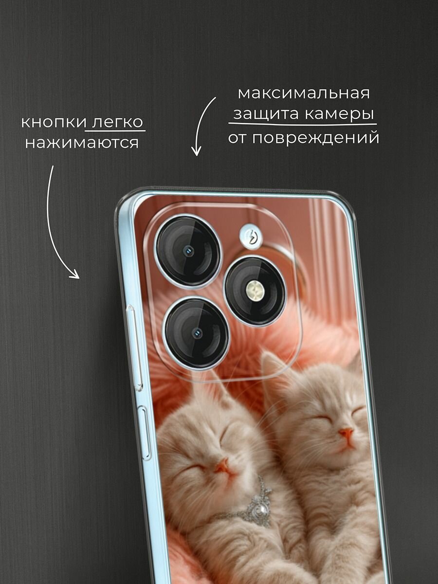 Силиконовый чехол на Itel P55 / Ител Р55 с принтом "Спящие котики" — фото 1