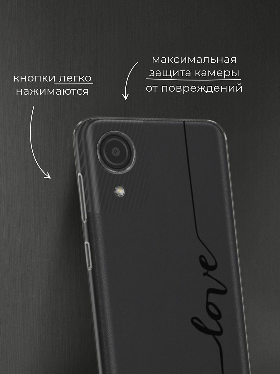 Чехол на Samsung Galaxy A03 Core / Самсунг Галакси А03 Core с принтом "Красивая любовь надпись", прозрачный — фото 1