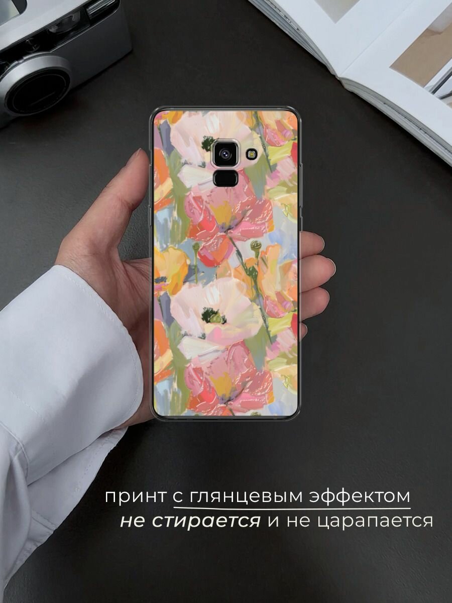 Чехол на Samsung Galaxy A8 + / Самсунг Галакси А8 Плюс 2018 с принтом "Акварельные анемоны" — фото 1