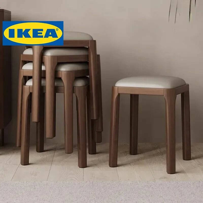 Табурет из массива дерева, 37x37x46см, для кухни и гостиной, туалетный столик, 2 шт, квадратный табурет, Современная Мебель