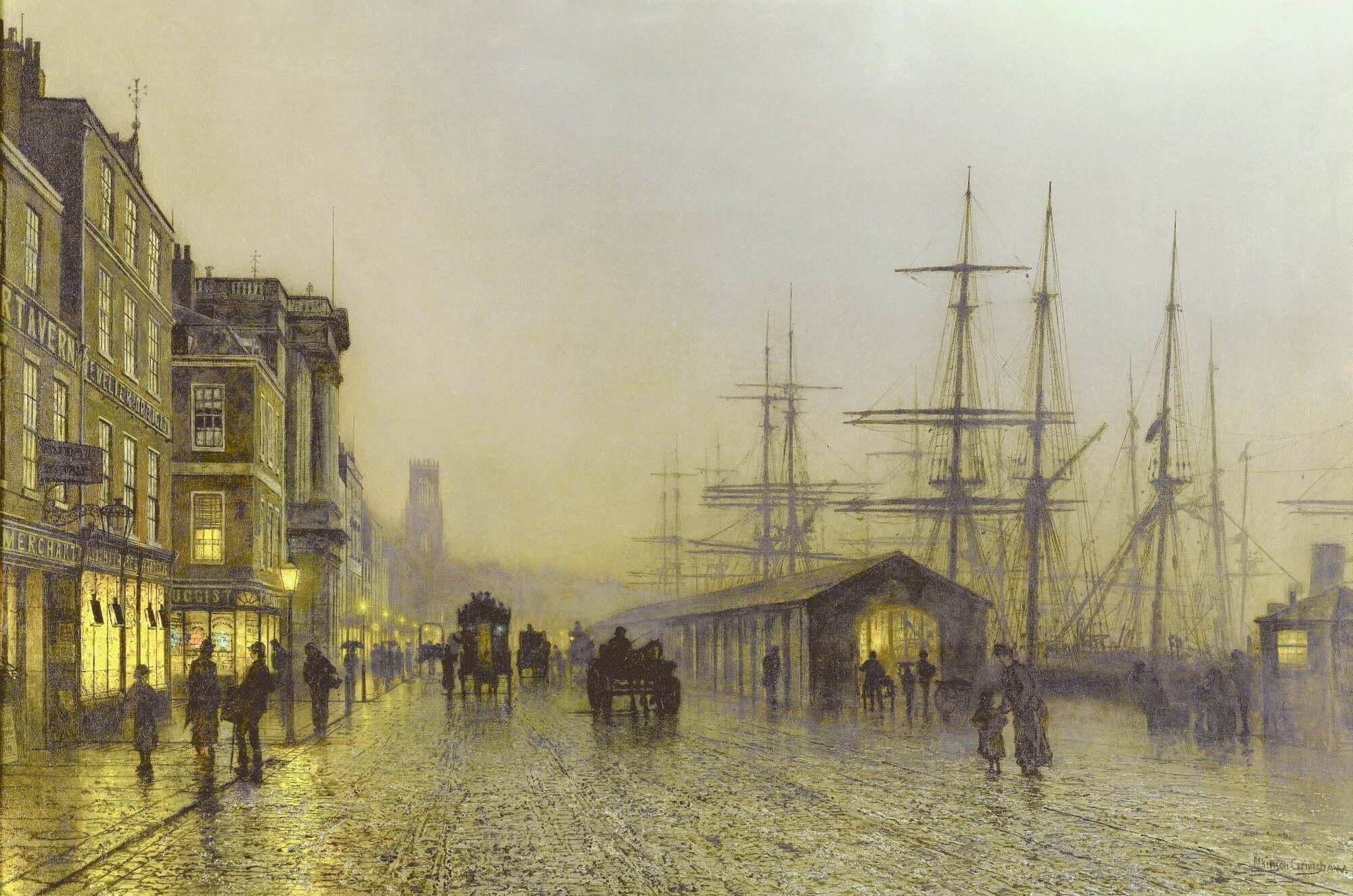 Картина Джона Аткинсона Гримшоу Глазго, субботний вечер 80х53 см