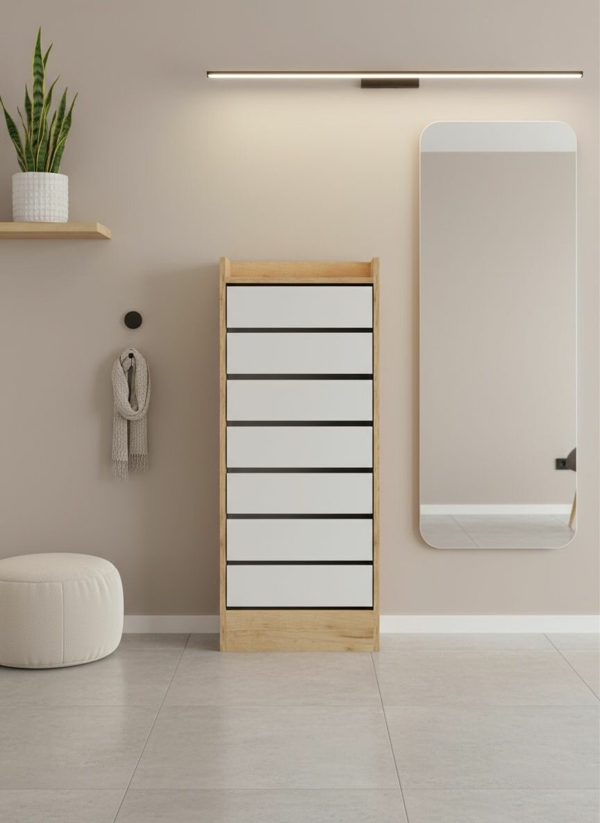 ARNIKA Обувница высокая Гавана, дуб крафт/белый