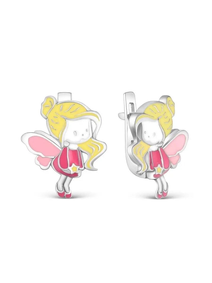 Серьги, серебро, 925 проба, родирование, эмаль