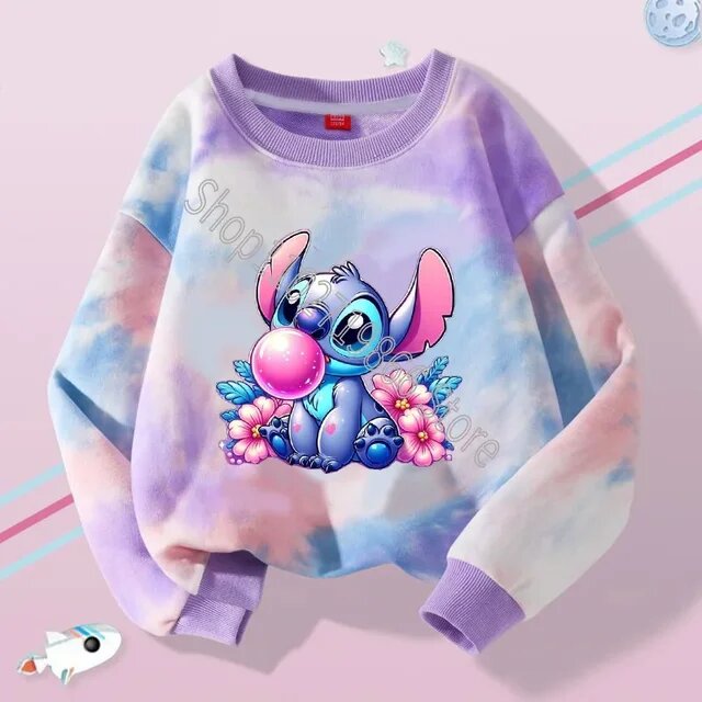Толстовка с капюшоном «Лило и Стич», одежда Disney для девочек, рисунок персонажей аниме-фильмов для мальчиков, тёплый и удобный праздничный подарок с длинными рукавами, Размер: 130 см