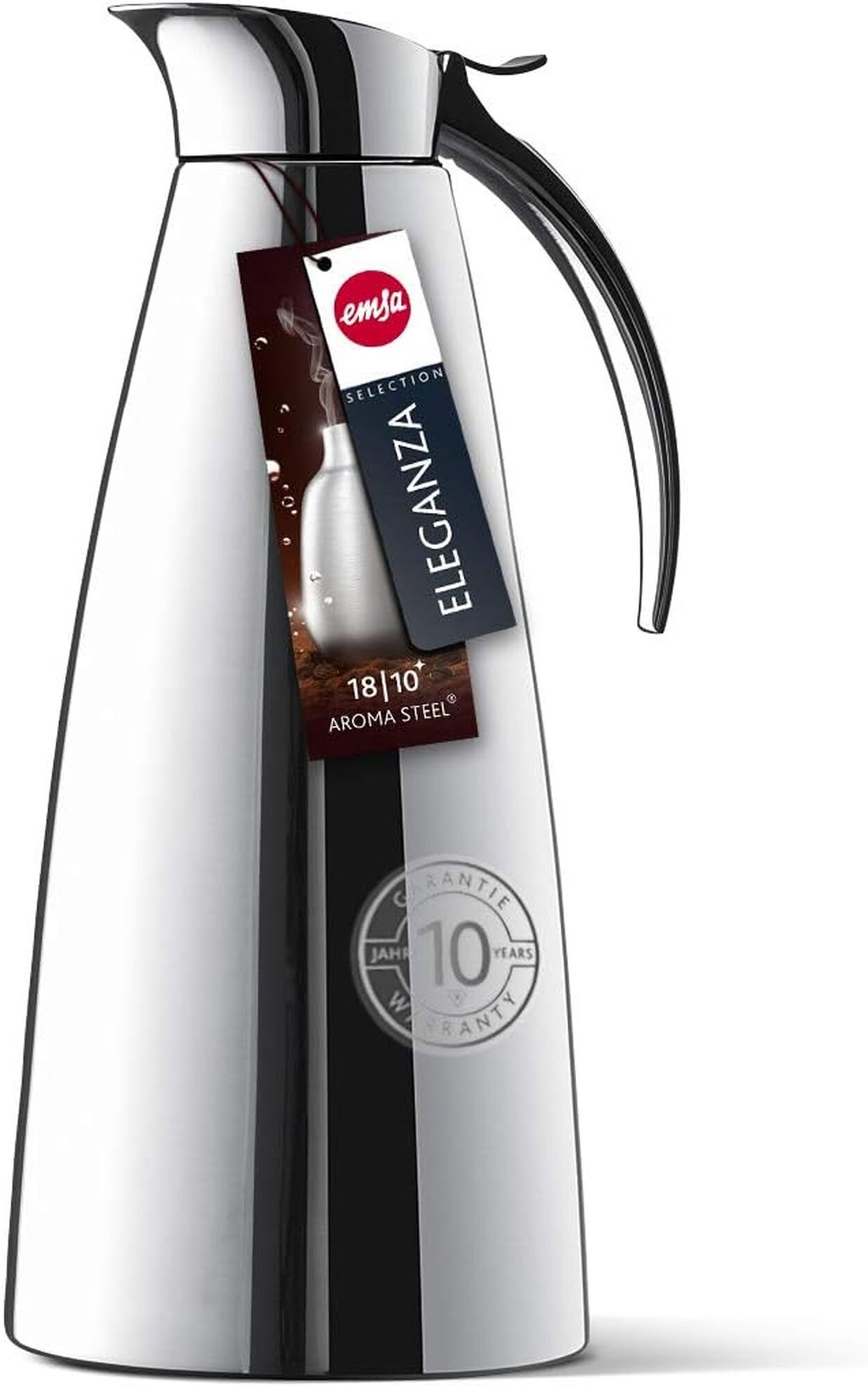 Термос Emsa Eleganza 502489 - 1 л из нержавеющей стали, цвет нержавеющая сталь