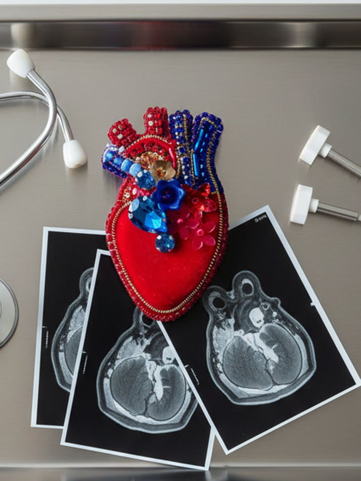 Брошь, бисер, кристалл