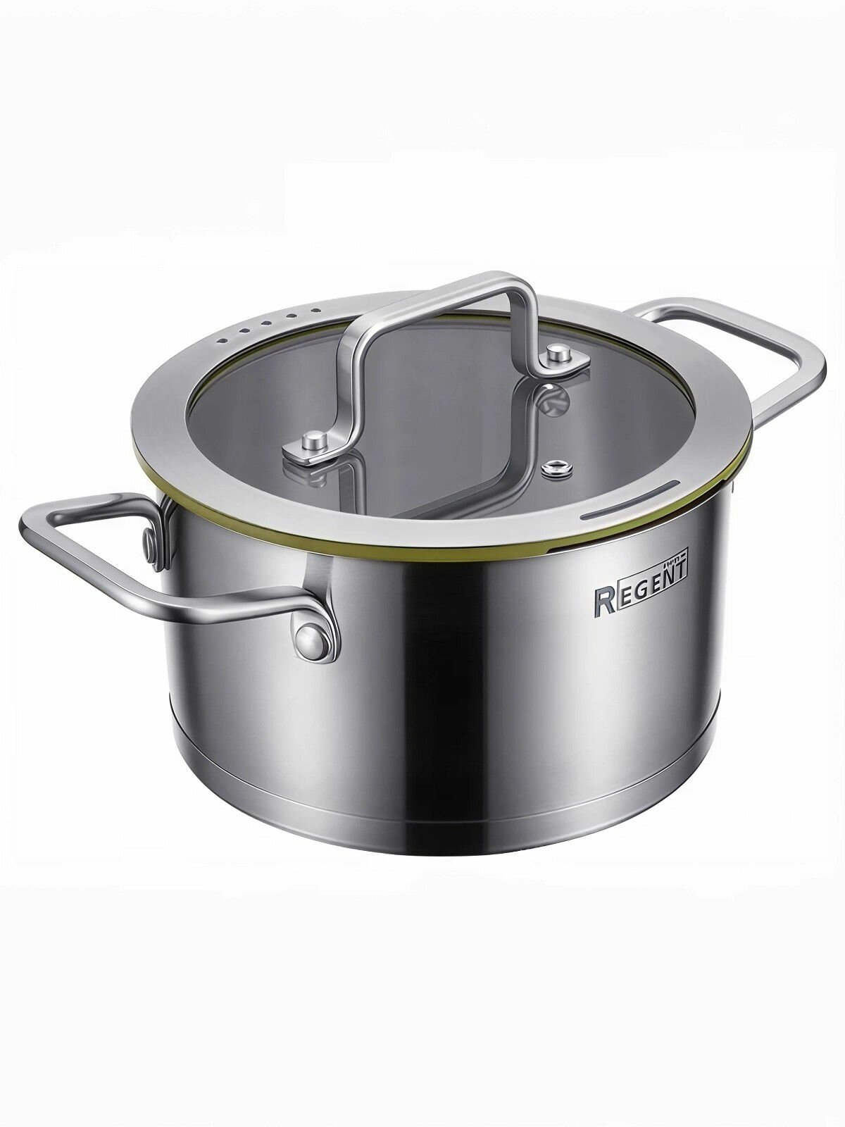 Кастрюля из нержавеющей стали 2,5 л / кастрюля со стеклянной крышкой и встроенным сливом / индукция / PALERMO