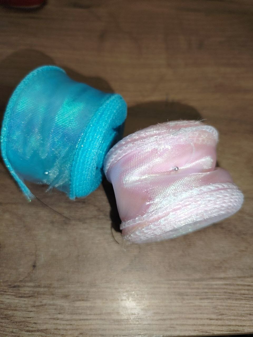 Органза для цветов, прозрачная, 4 см x 9 м, 2 шт, розовая и голубая