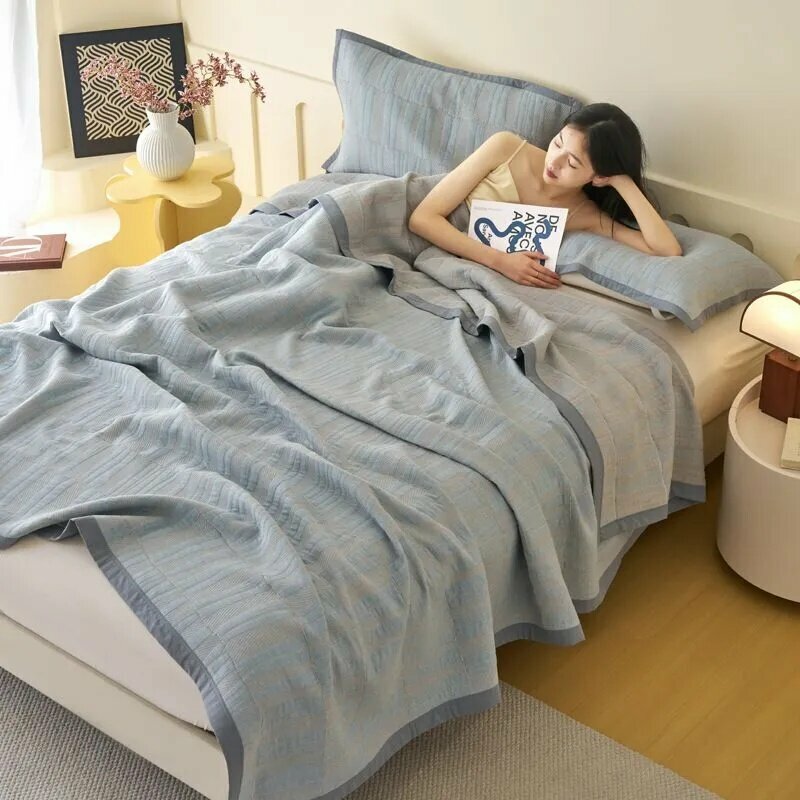 IKEA Плед жаккардовый хлопок 100% Трёхслойное марлевое Плед-покрывало , Пестроткань, Хлопок, 200 см х 240 см