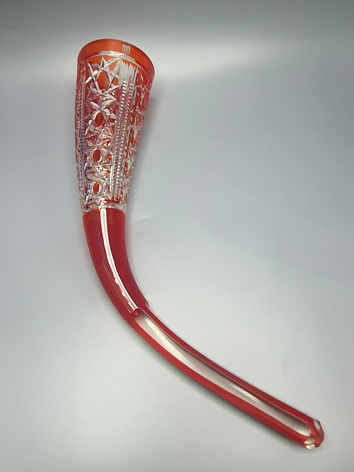 Винтажный бокал "Рог изобилия", цветной хрусталь, алмазная грань, ДХЗ, СССР, 1970-1980 гг.