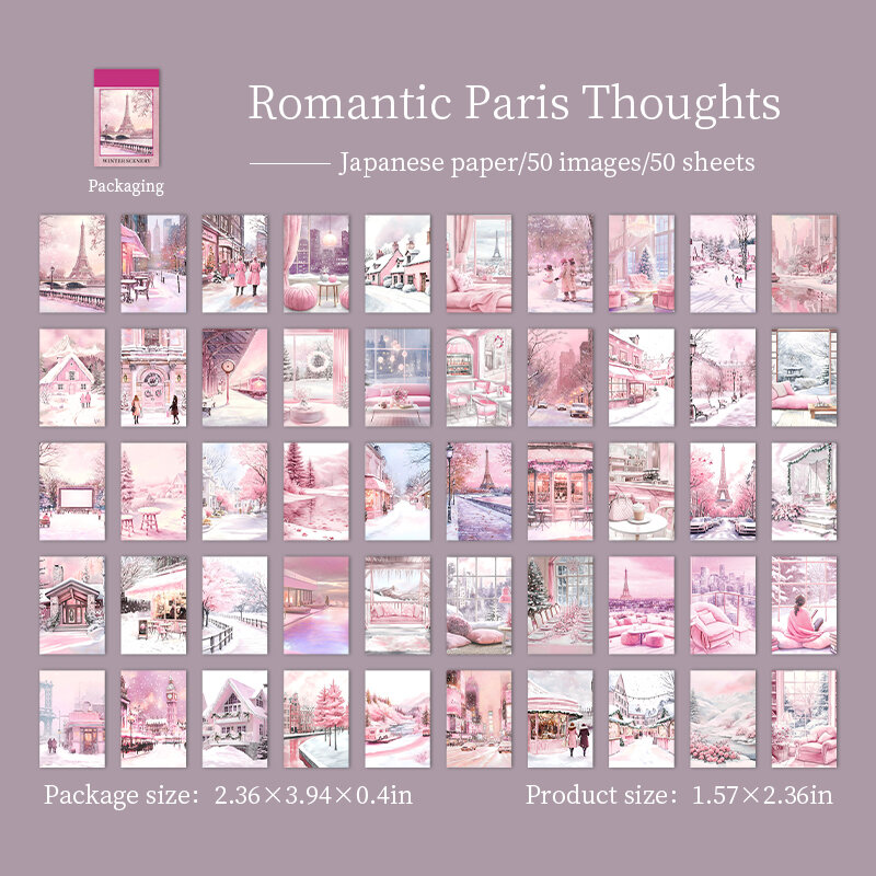 Набор наклеек, mr.paper, 50 листов/упаковка, Ретро-стиль, зимняя тематическая сцена, васи-бумага, подходит для украшения скрапбука, дневника, открыток