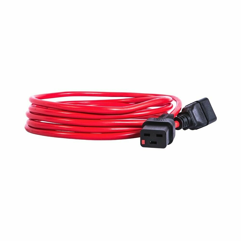 ЦМО Аксессуар REM Шнур питания с фиксатором IEC 60320 C19 IEC 60320 C20, 16 А 250 В 3 ? 1,5 , длина 3 м, красный R - 16 - Cord - C19 - C20 - 3 - Red