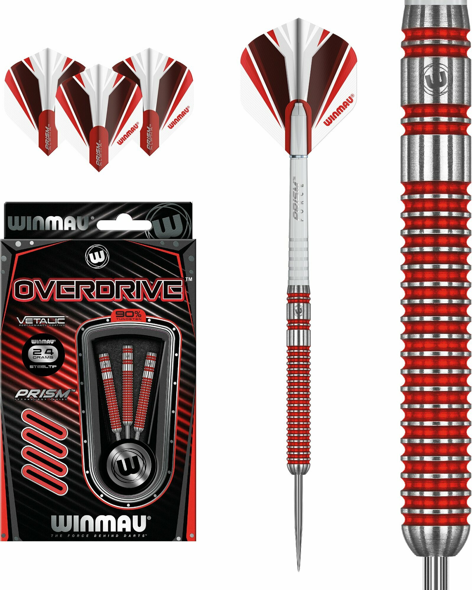 Вольфрамовые дротики 24гр Winmau Overdrive steeltip (профессиональный уровень). Дротики для Дартс.