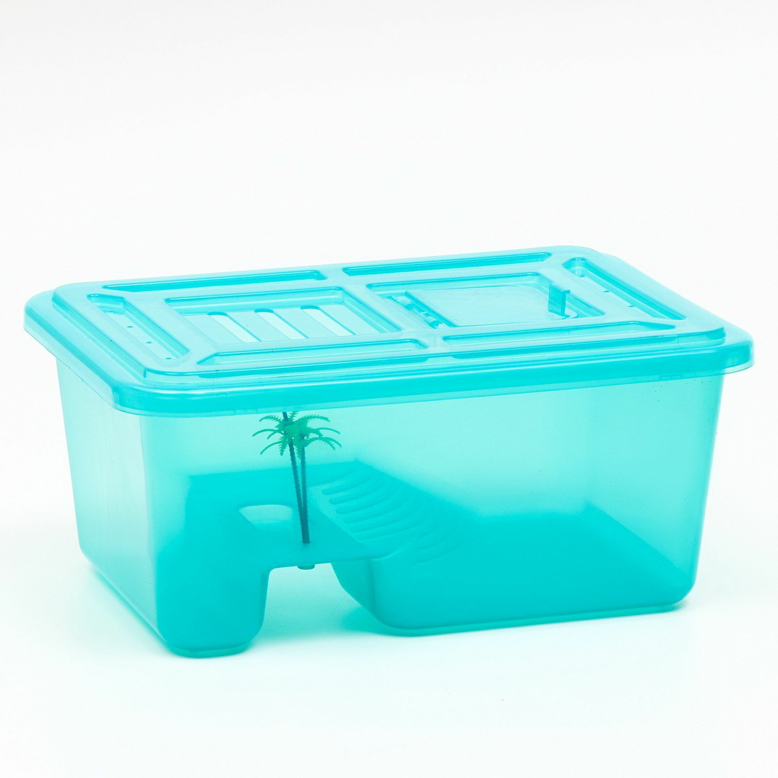 Отсадник для черепах "Озеро" с крышкой, 33x23.5x14 см, тип освещения: освещение не предусмотрено