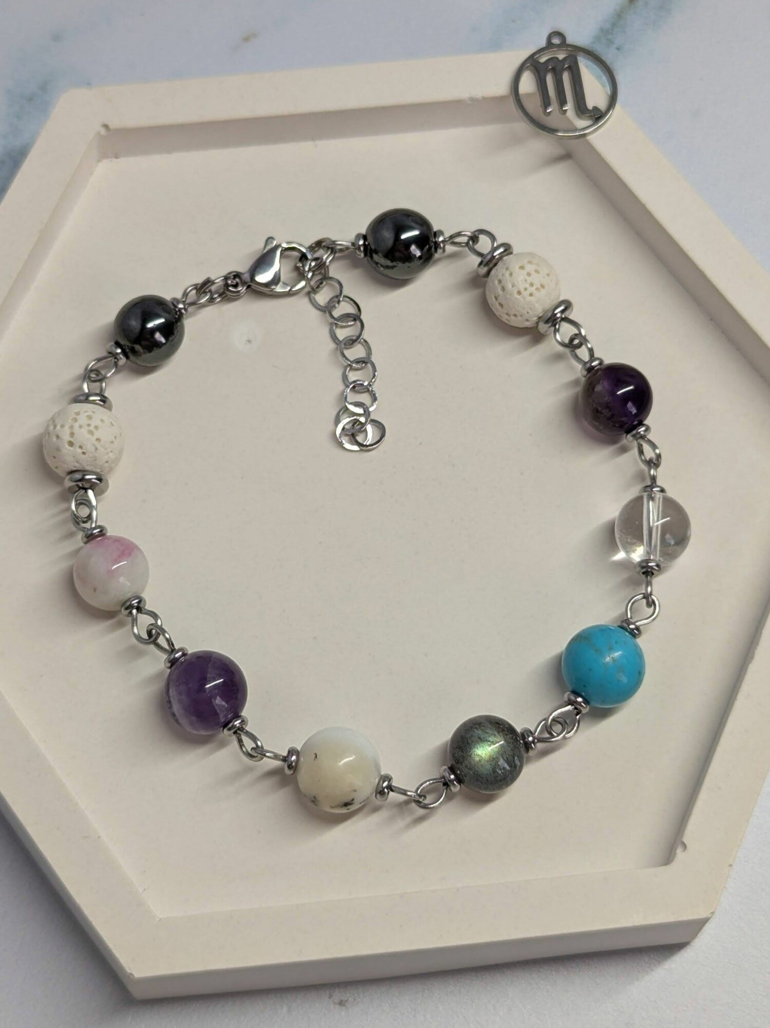 Браслет, опал, бирюза