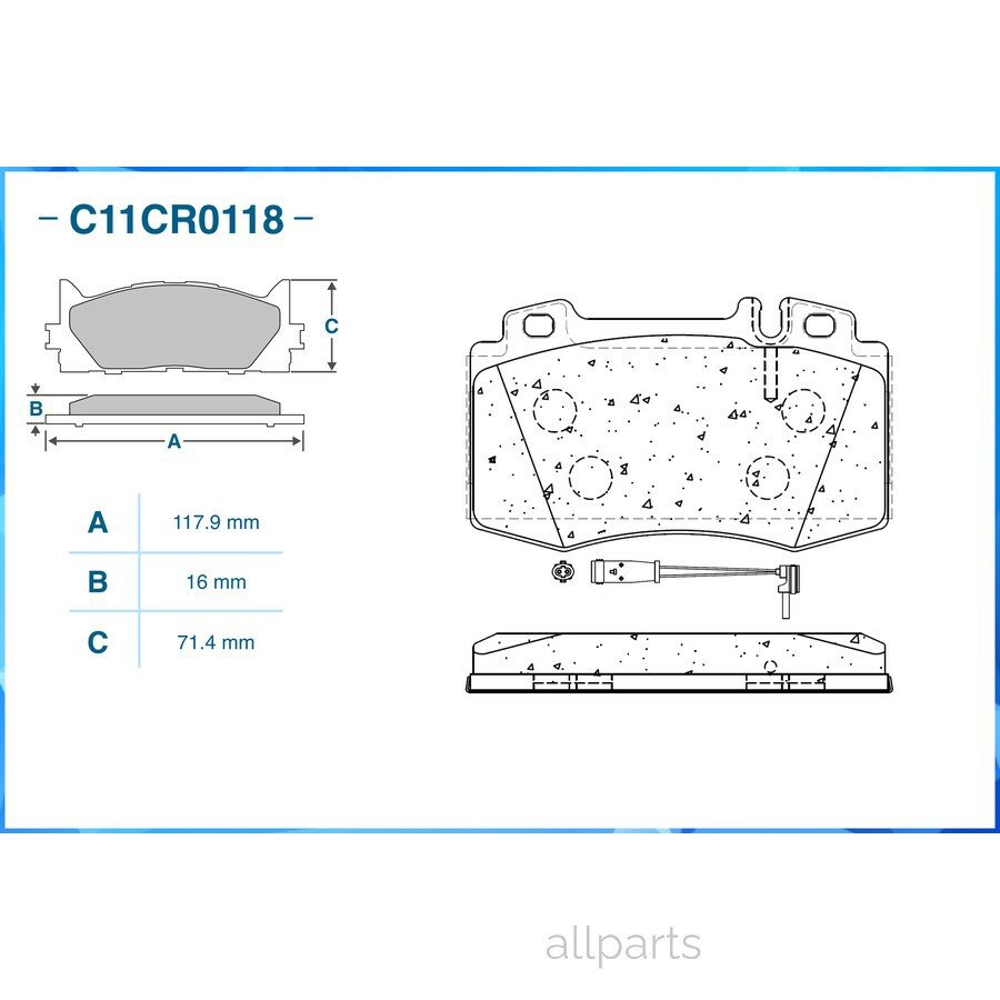CWORKS C11CR0118 Колодки тормозные передние (Low Metallic) MERCEDES-BENZ