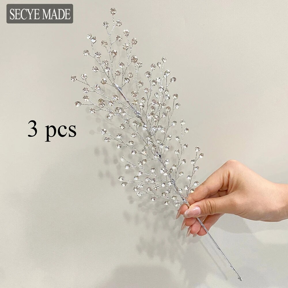 Искусственные серебряные ветки с стразами K112 SXK112-3PCS
