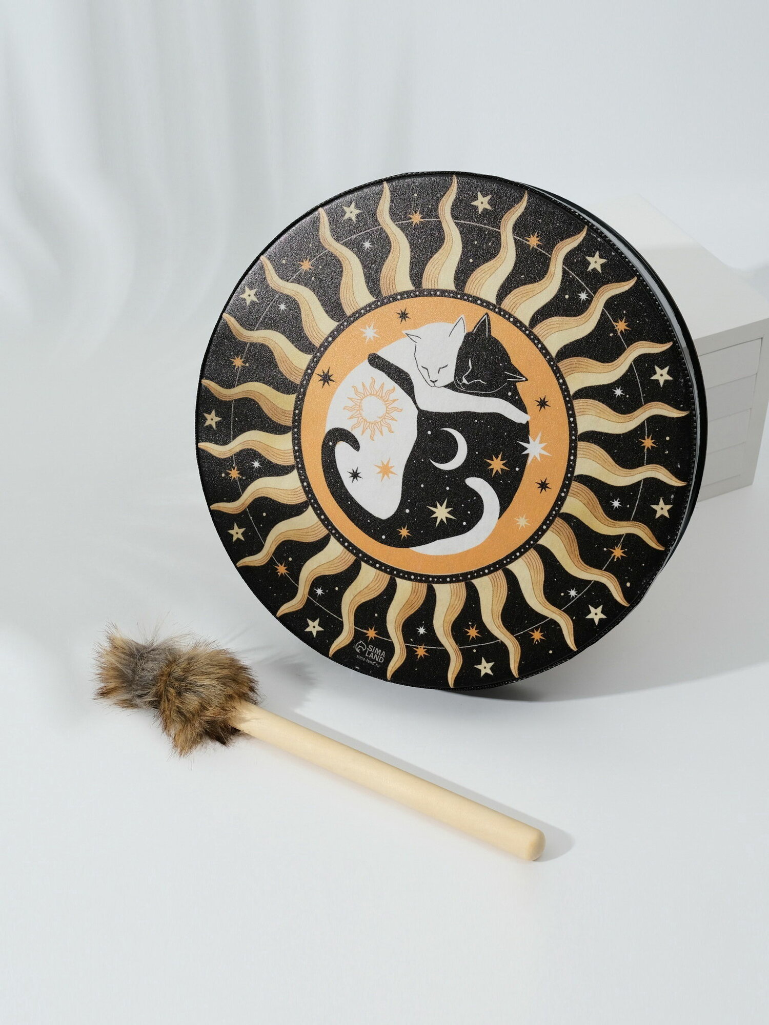 Шаманский бубен "Коты Таро", музыкальный инструмент, с колотушкой, 5x25x25 см