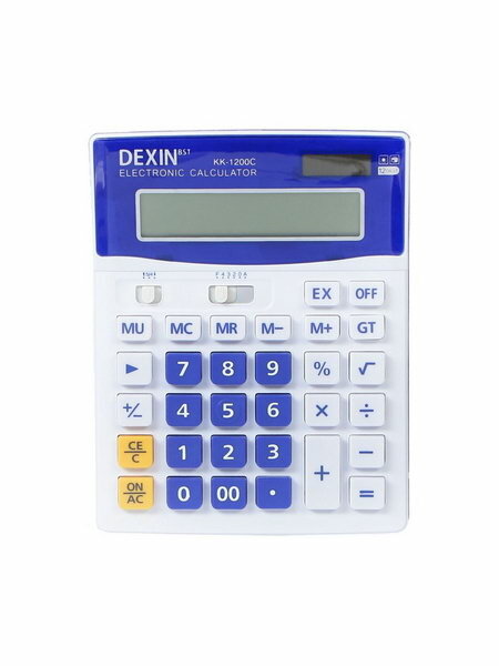 Калькулятор настольный 12-разрядный КК-1200C, белый/синий, цвет: белый