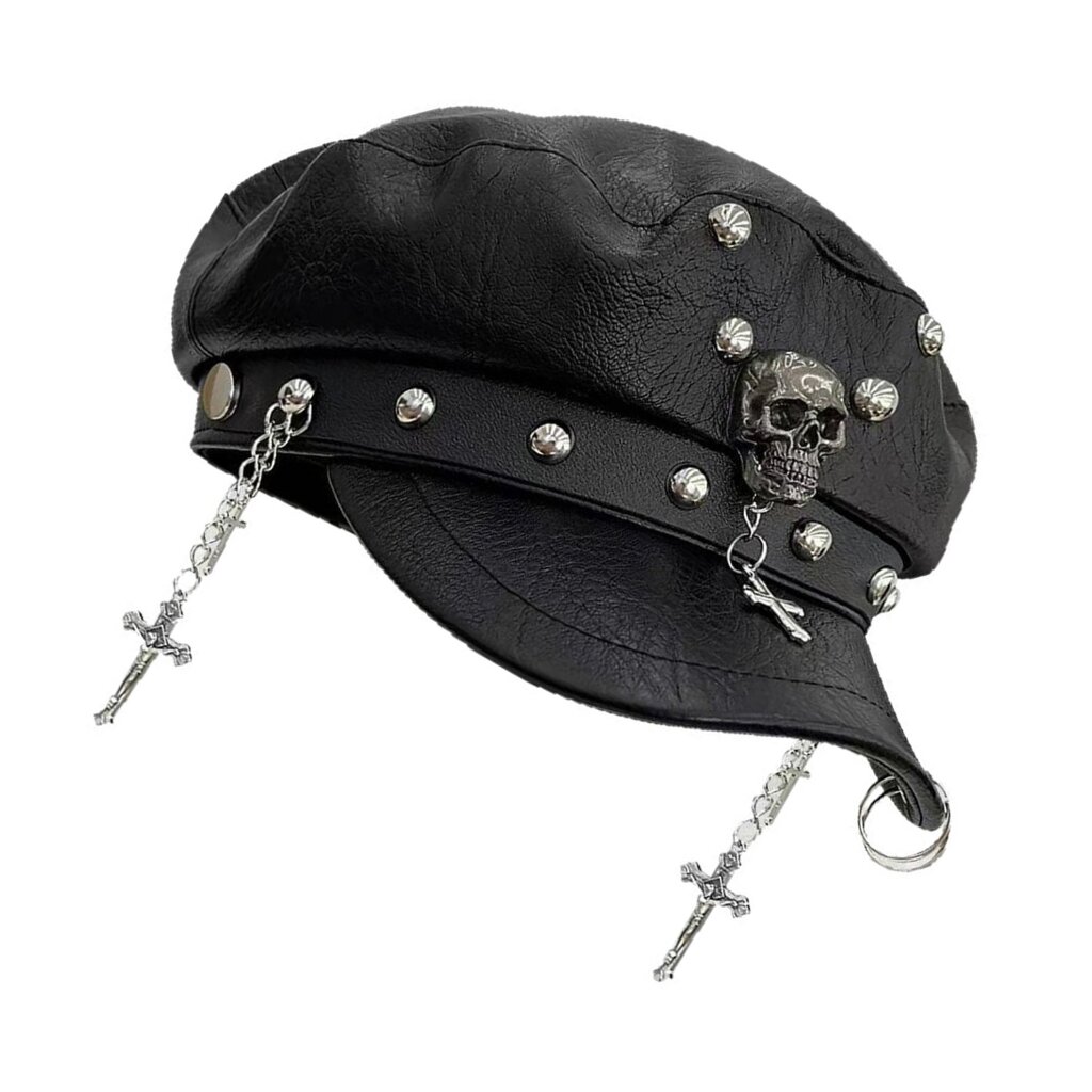 Шляпа-Берет С Заклепками И Плоским Верхом В Стиле Панк 2000-х, Искусственная Крикетная Шляпа Для Женщин, Концерты