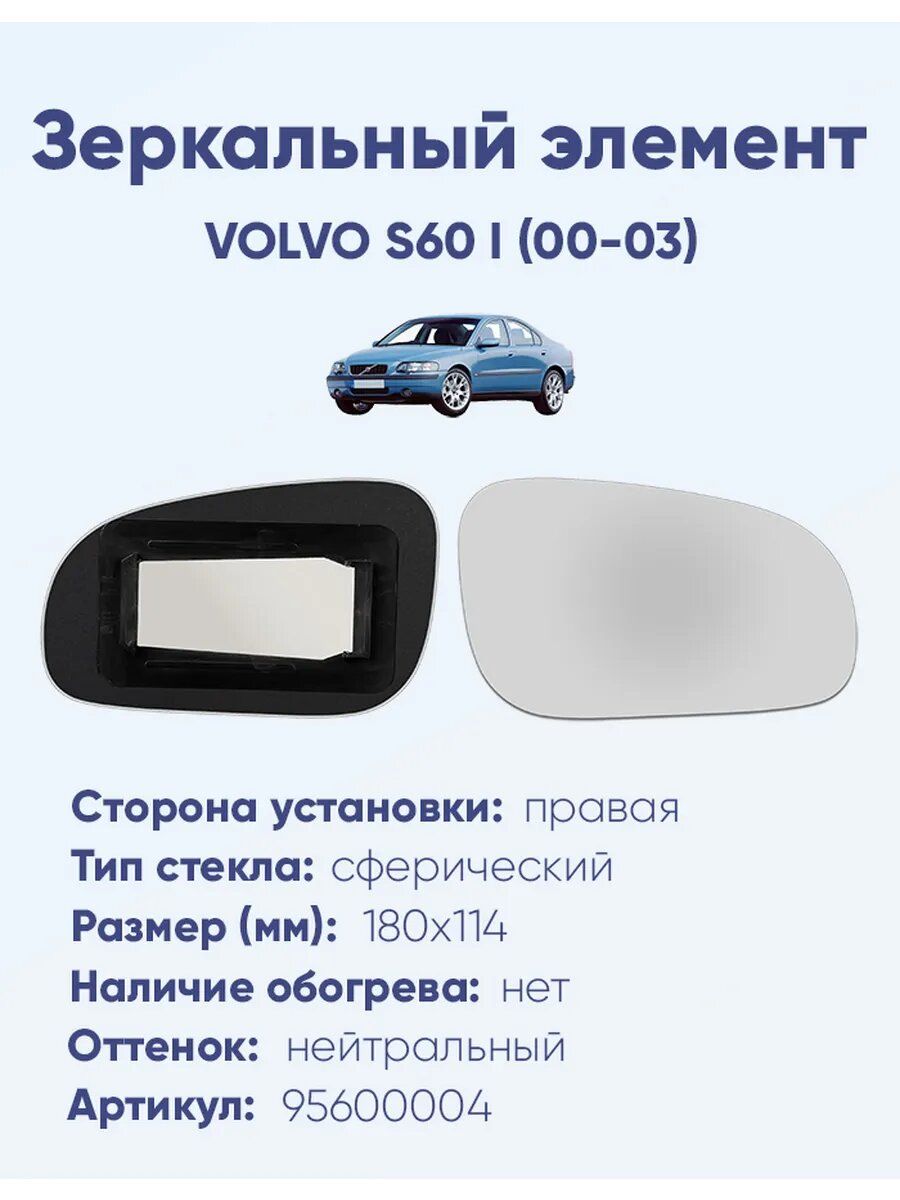 Зеркальный элемент правый VOLVO S60 I (00-03)A95600004