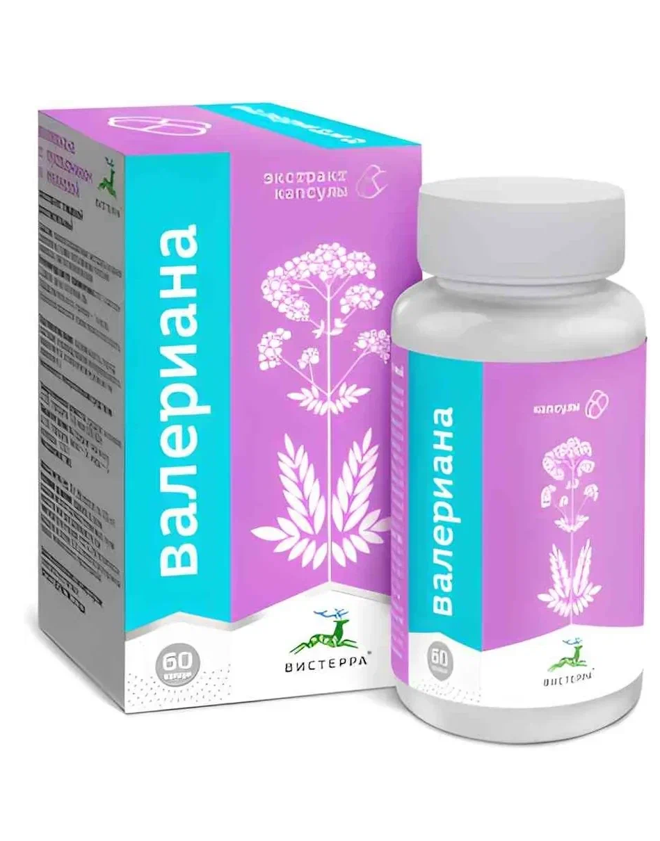 Вистерра Валериана (60 капсул), для снижения нервной возбудимости и облегчению наступления сна