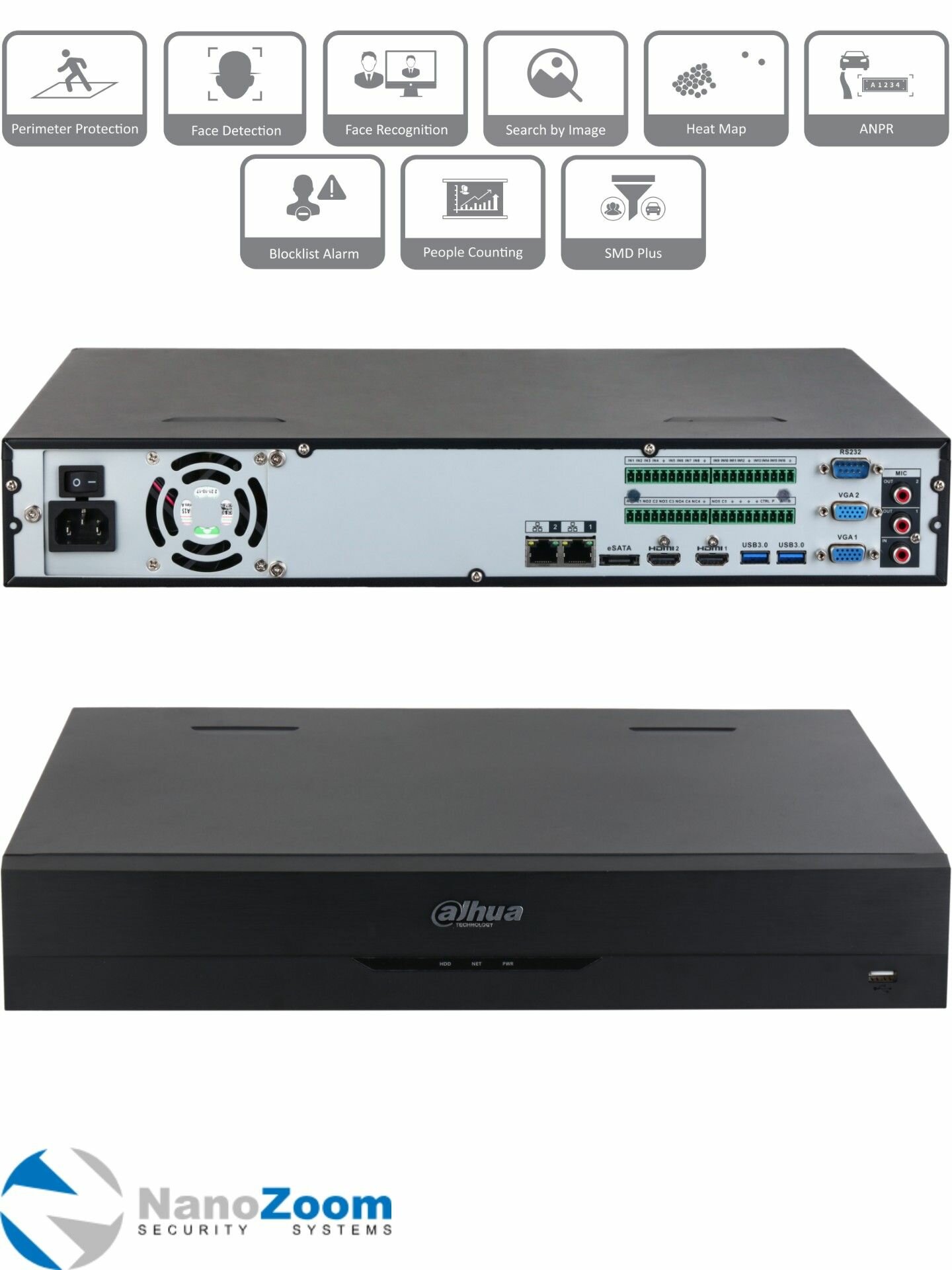 Dahua DH-NVR5432-EI - 32 канальный видеорегистратор IP для камер видеонаблюдения, NVR регистратор сетевой, H.265+/H.265