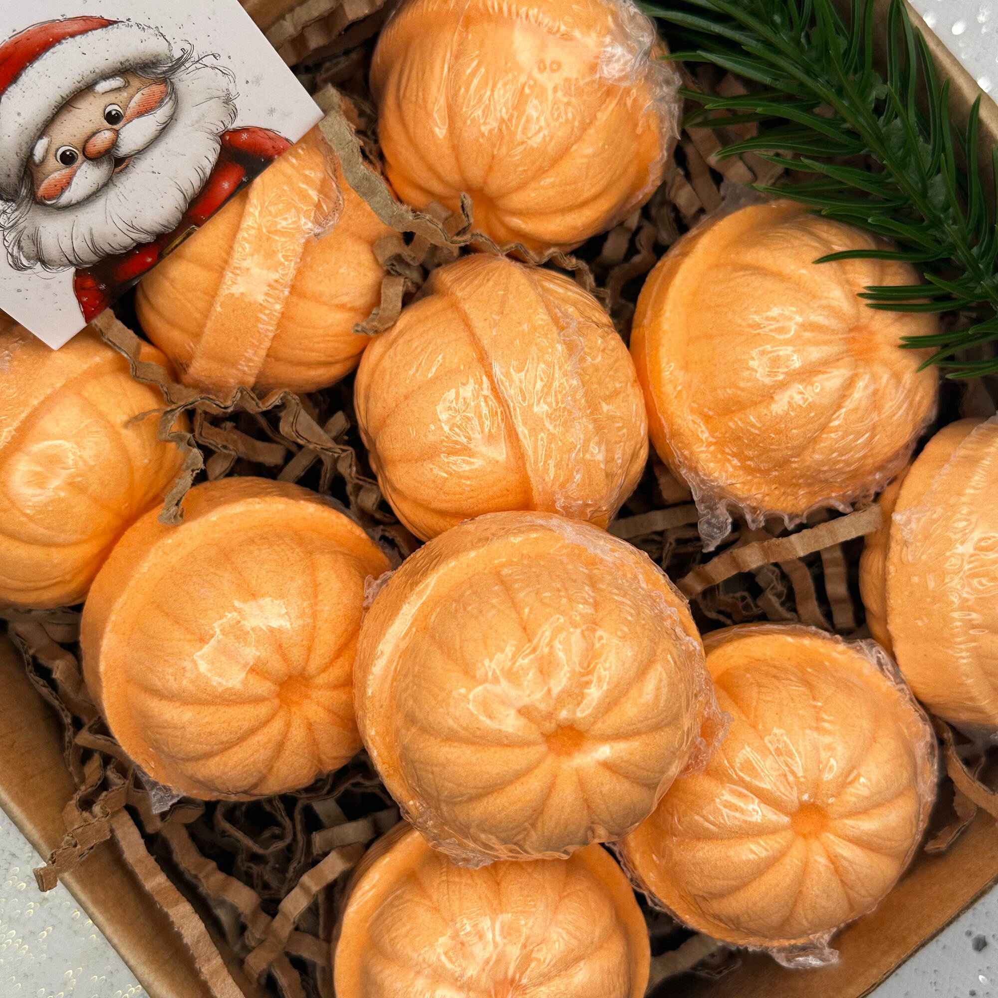 Новогодний набор бомбочки для ванны мандарин 10 шт цитрусовый аромат + кокосовое масло