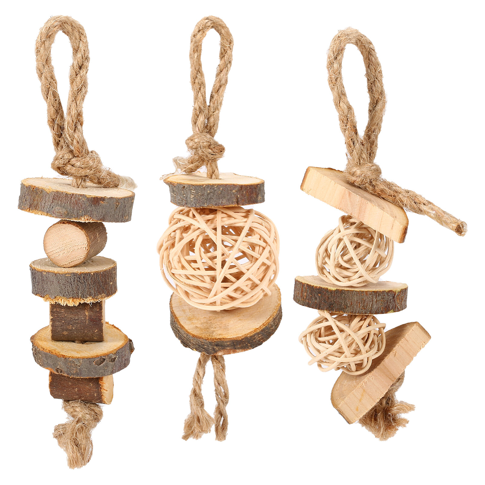 Игрушки для грызания хомяков 3 шт. Игрушки для грызания шишек Для ухода за зубами Молярная игрушка для кроликов хомяков морских свинок Дерево Общая длина 19см; 16.5см; 16.5см Пластиковая упаковка 13*13*6.5см Вес упаковки 90г