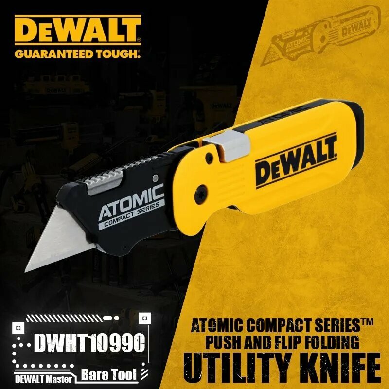 DEWALT DWHT10990 Складной нож серии ATOMIC COMPACT с механизмом Push and Flip Режущий инструмент Распаковка