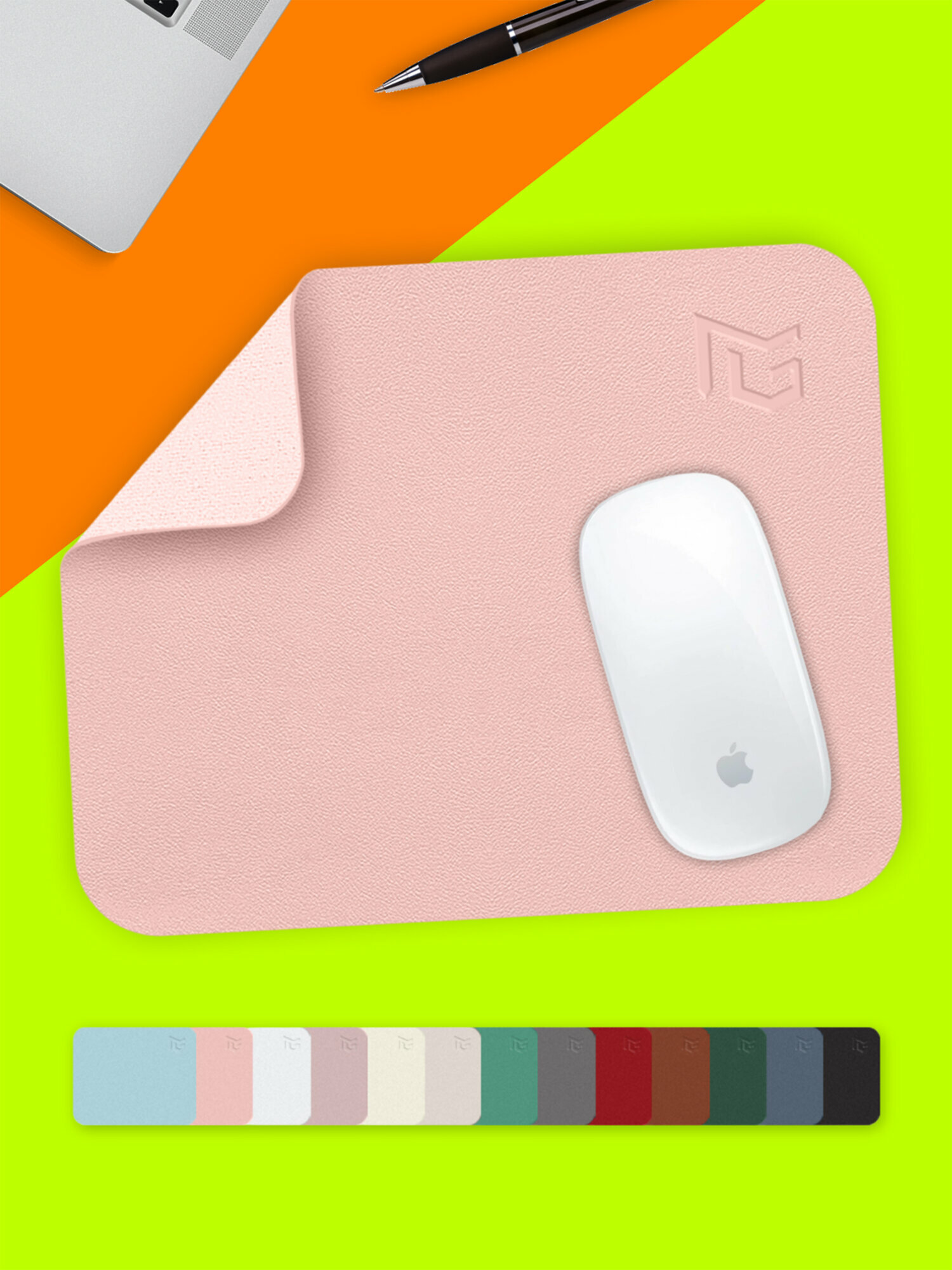 Коврик для мышки маленький кожаный розовый