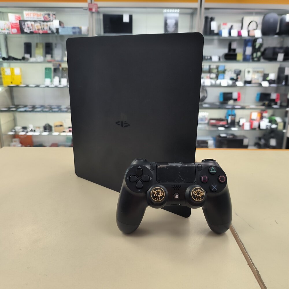 Игровая приставка PlayStation 4 Slim 500GB, чёрные, (Б/У), уценка Прошитая