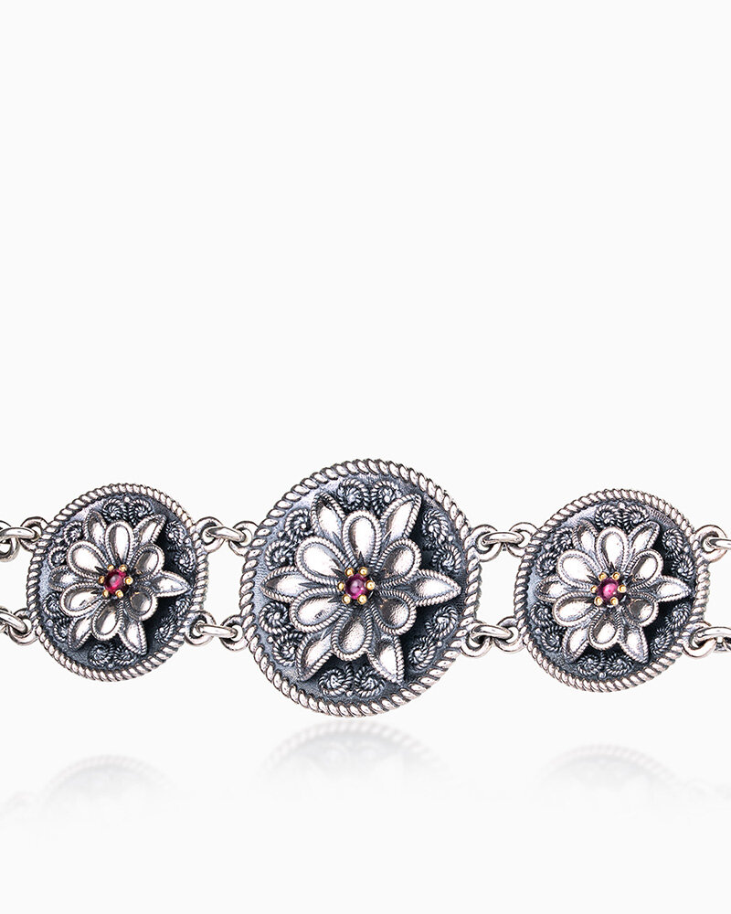 Браслет, серебро, 925 проба, гранат