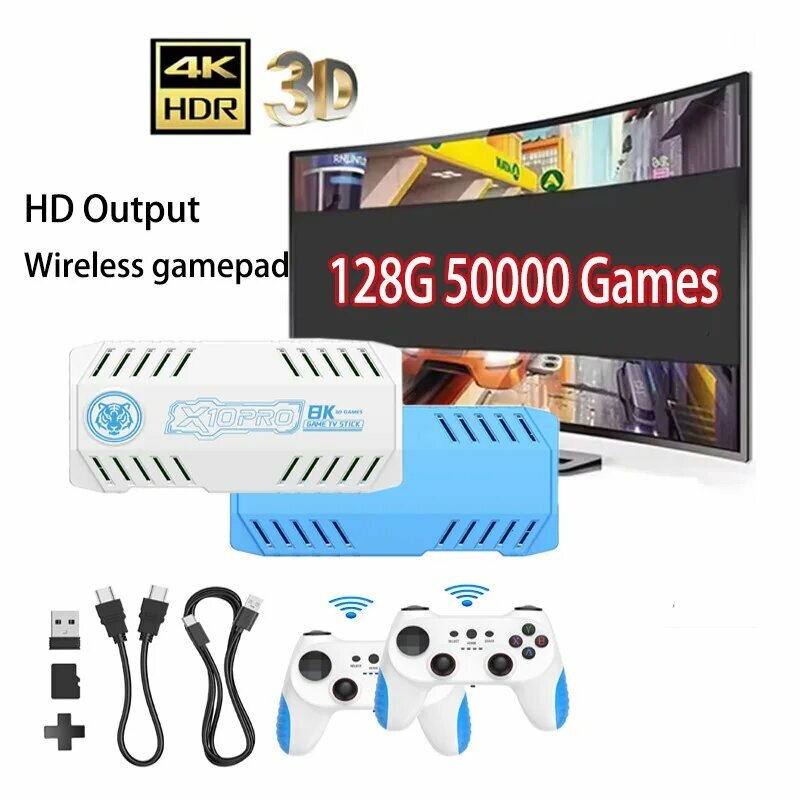 Game Stick X10 Pro 4K Игровая консоль, 128G 50000 Games