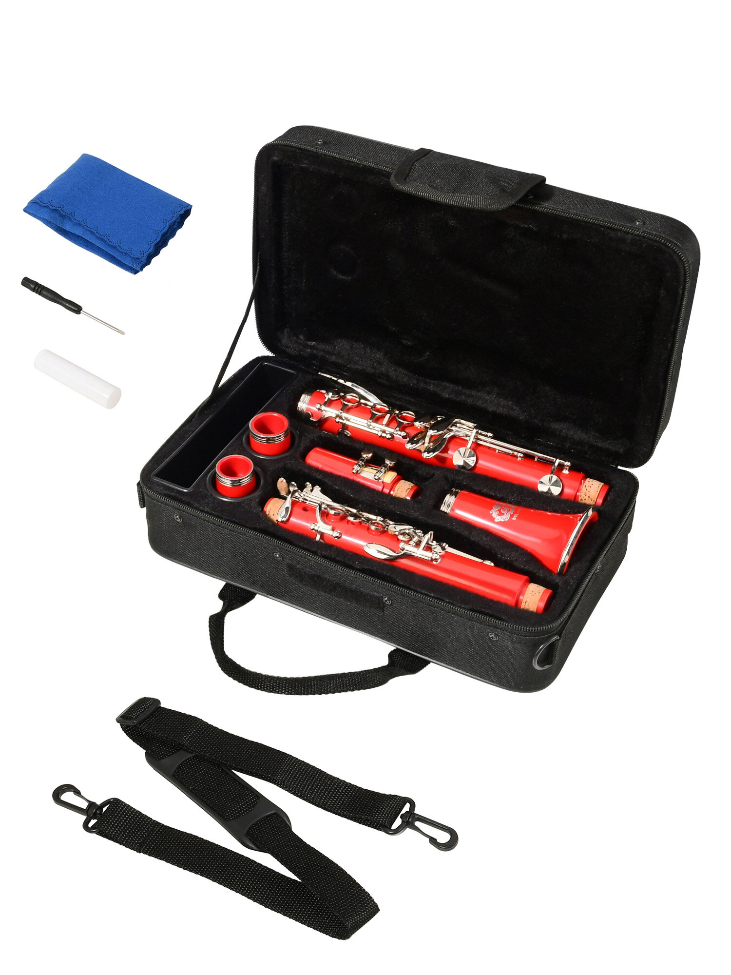 Кларнет Студенческий Bb Bennett BCL-407 RD красный Си-бемоль Французская система 17 клапанов, мундштук, трость, кейс