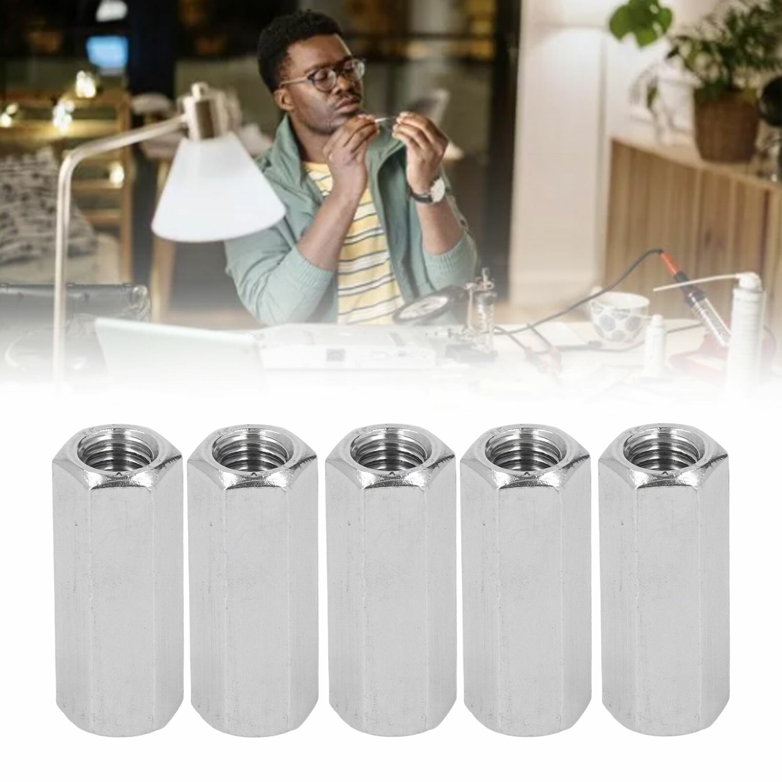 5 шт. шестигранные соединительные гайки из нержавеющей стали 304, резьбовая соединительная гайка для болтов, шпилек