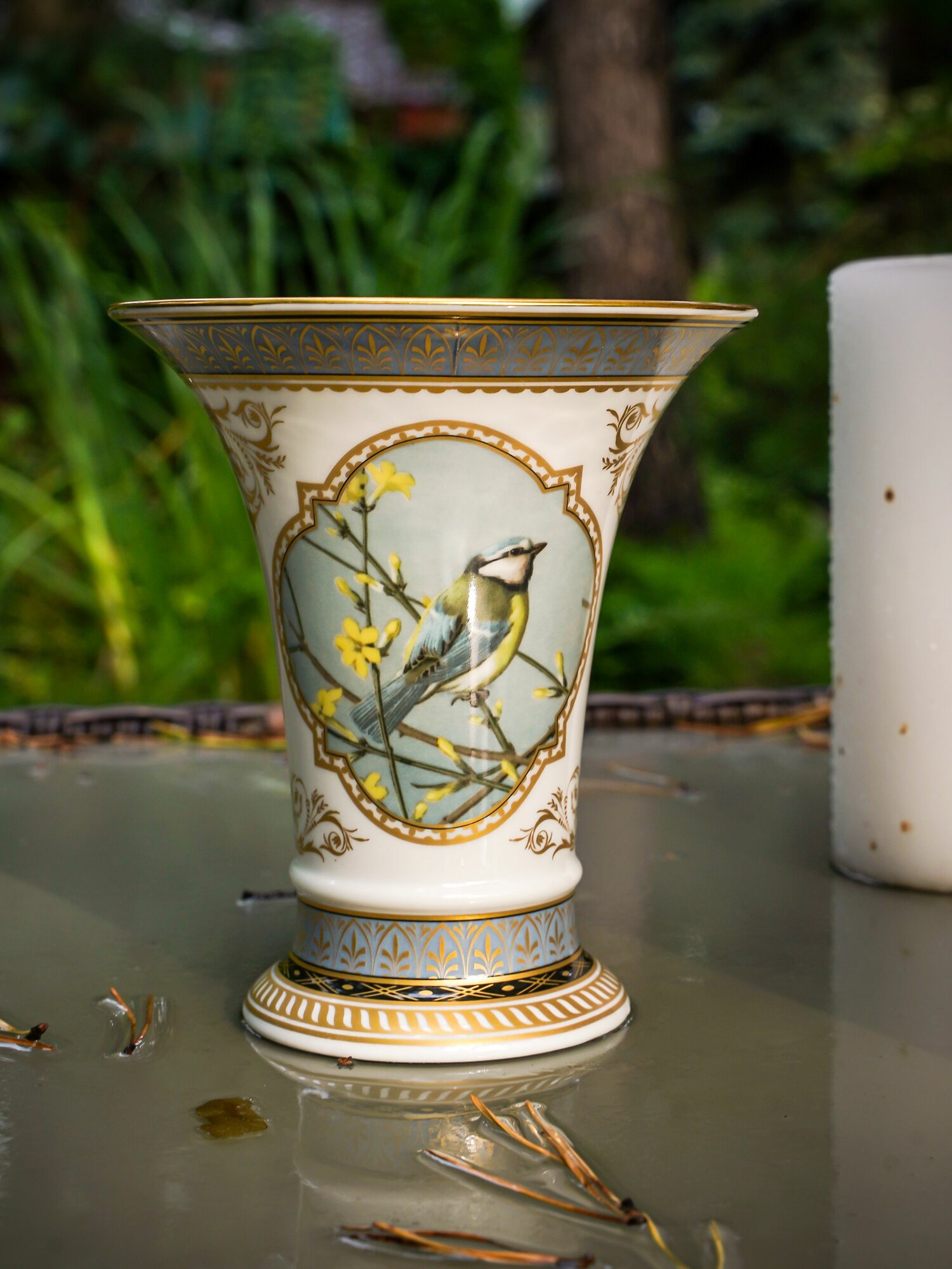 Винтажная ваза с синицами Kaiser "Pavillon", Германия, 1980-1990 гг.