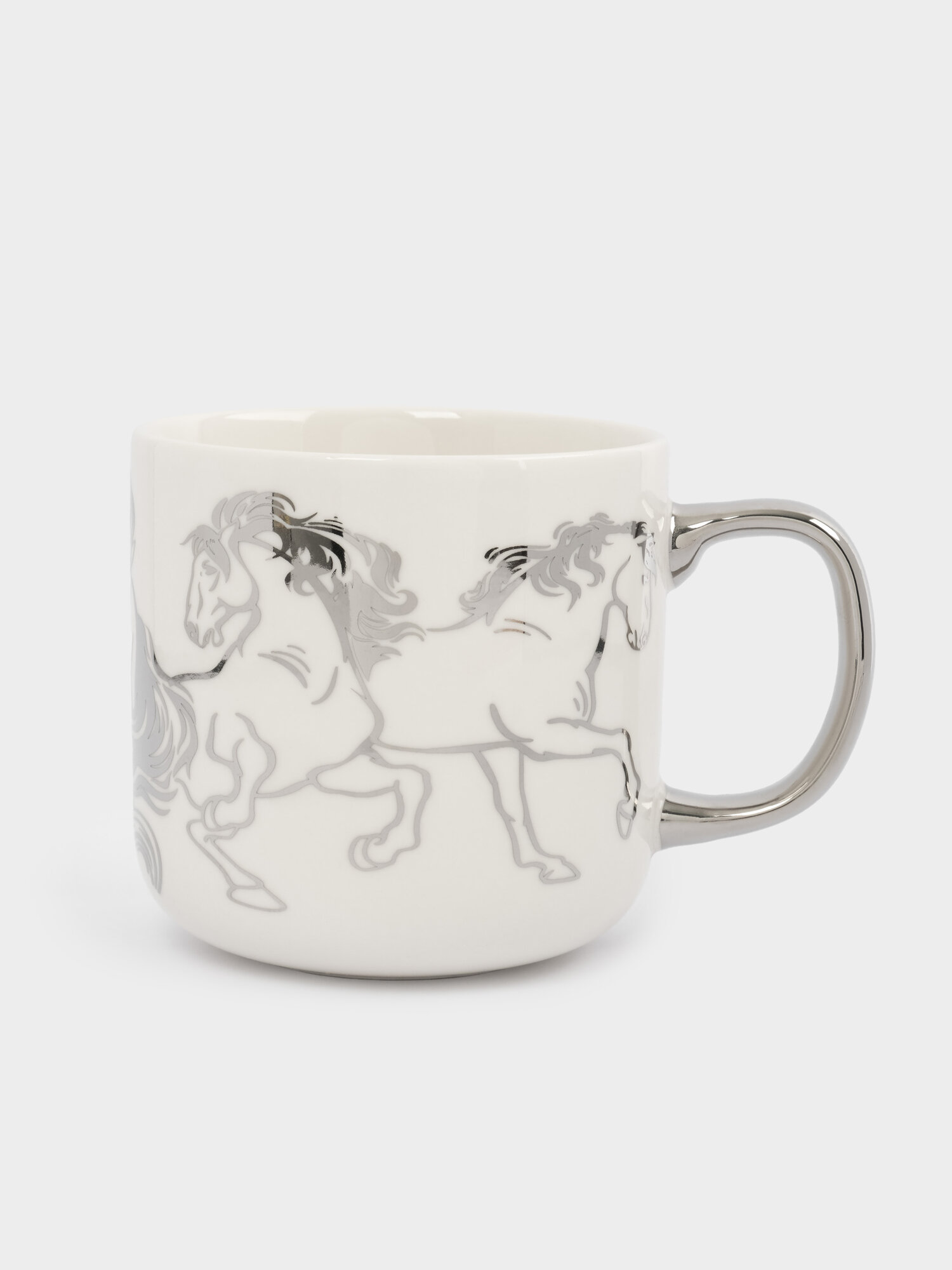 Кружка "лошади" серебристая, фарфор 400мл, арт. ANLAF-EL2201-2, 028268