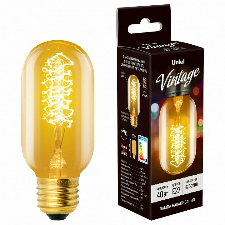 Лампа накаливания Uniel E27 40Вт K UL-00000486