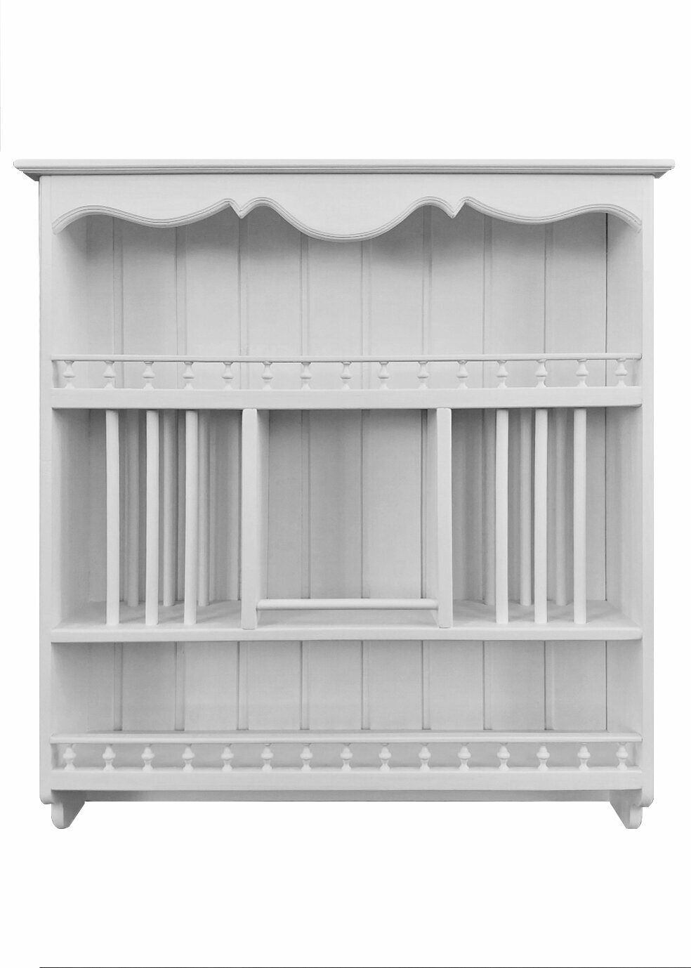 Белая полка в стиле "Прованс" с отделениями для тарелок. Ручная работа. Массив сосны. Для специй и тарелок